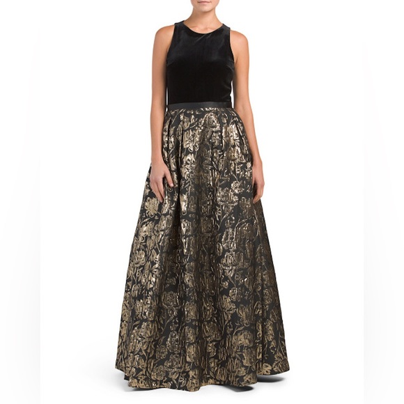 Lotus Threads | Dresses | Lotus Threads Velvet Black Gold Jacquard ...